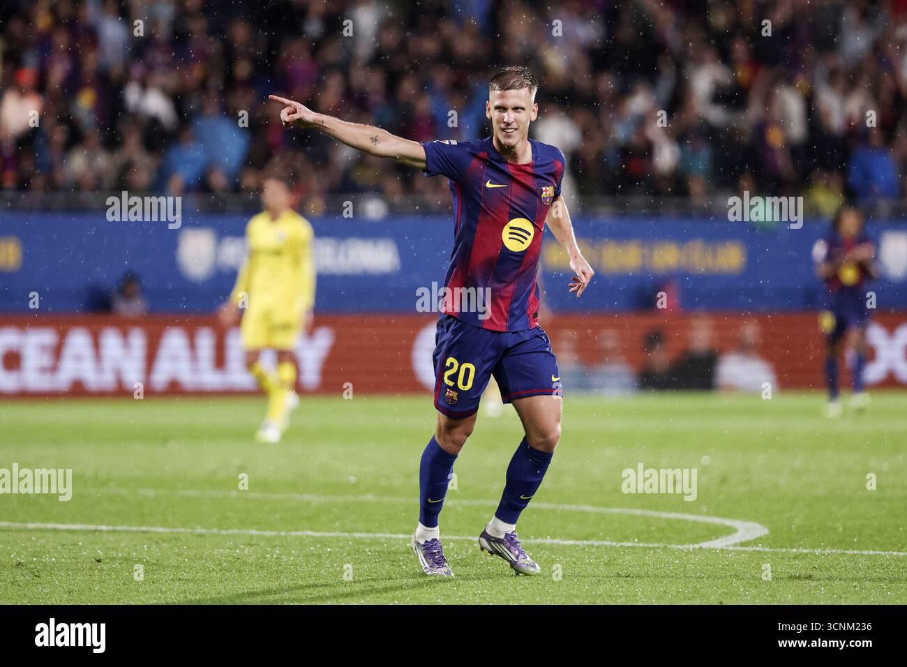 Dani Olmo of FC Barcelona celebrates a goal 3-0 during the Spanish ...
