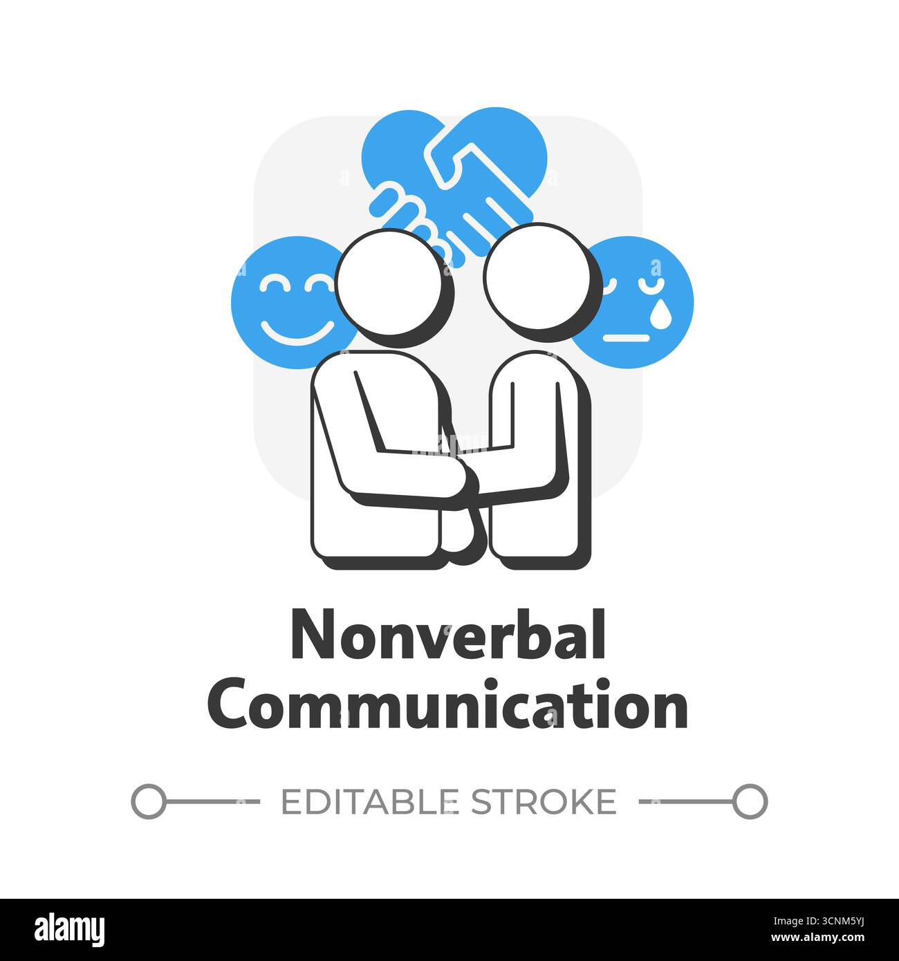 Nonverbal communication flat outline concept icon Stock Vector Image ...