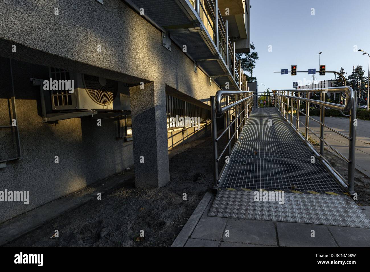 Accessible ramp for disabled people, metal ramp with handrails for ...