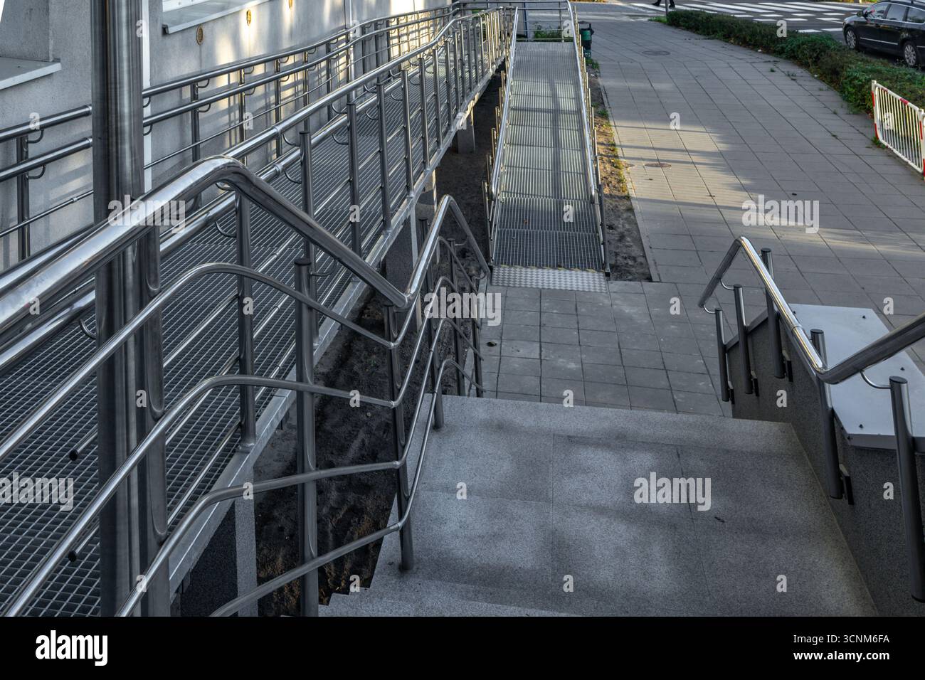 Accessible ramp for disabled people, metal ramp with handrails for ...