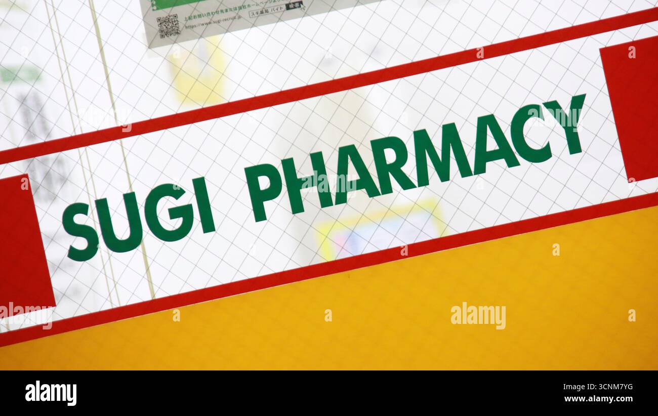 The logo of SUGI PHARMACY is seen in Shinjuku Ward, Tokyo on November 5 ...