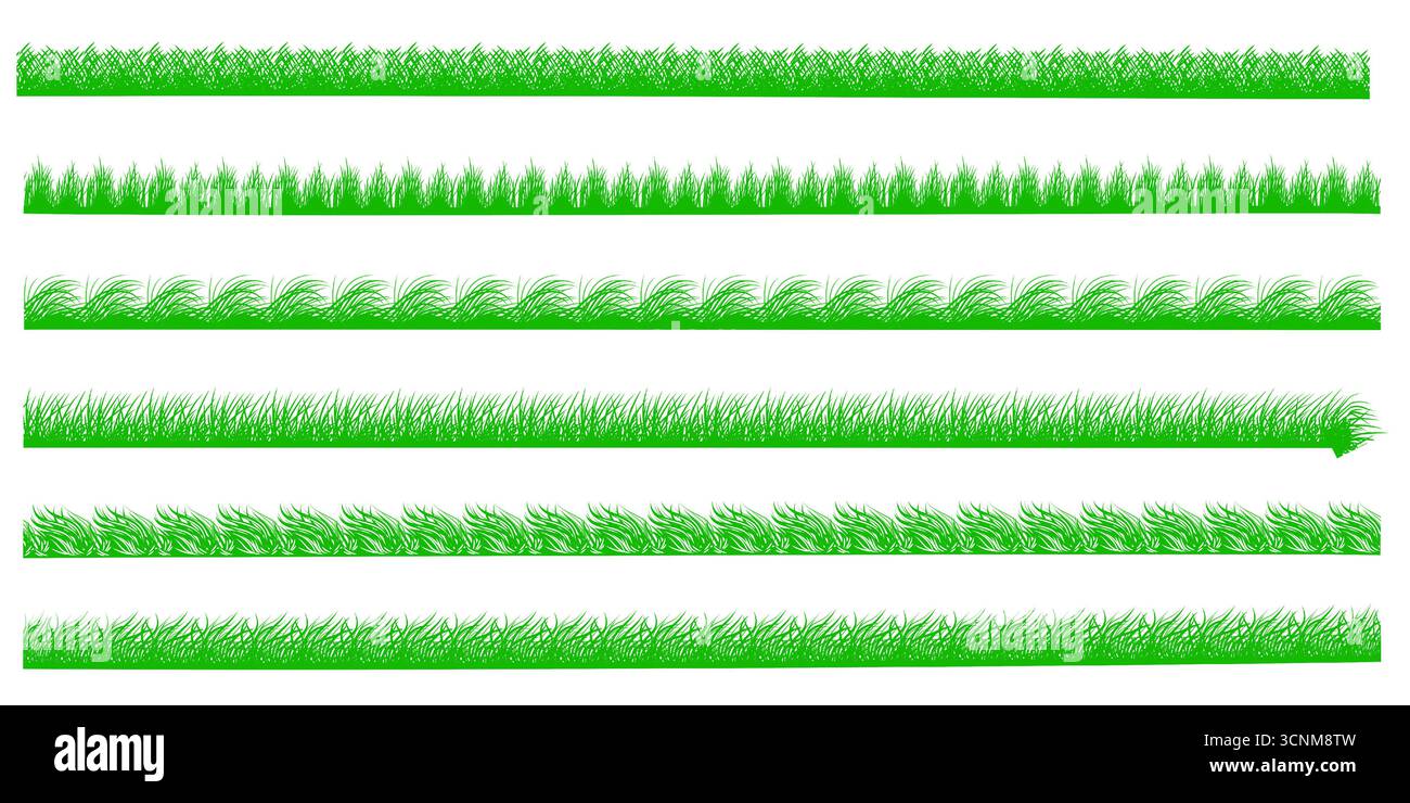 Collection of grass shapes isolated on white background. Vector ...