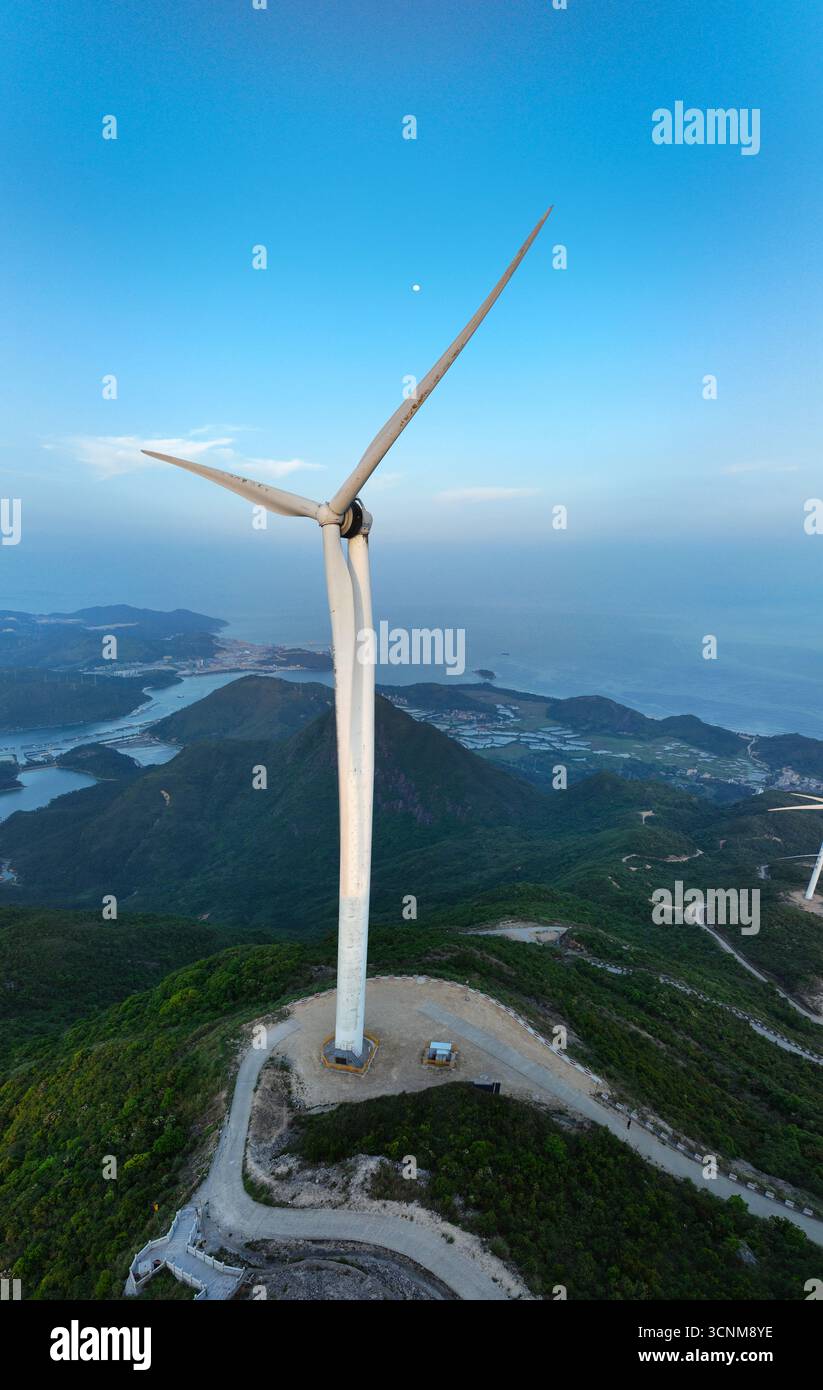 Aerial photography of Guanyin Mountain Wind Farm on Yanzhou Island in ...