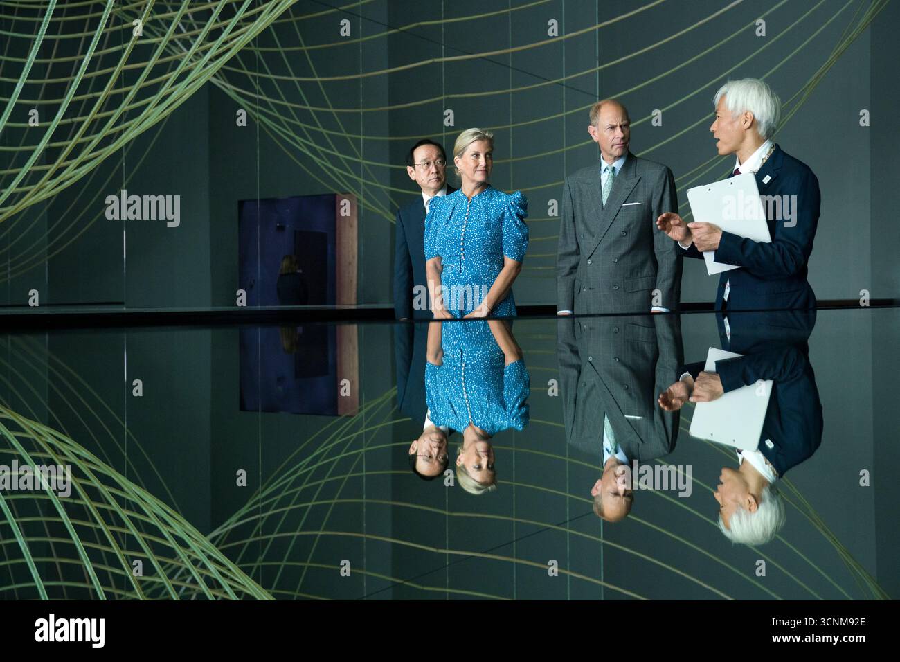 The Duke and Duchess of Edinburgh, with Commissioner General Mr Haneda ...