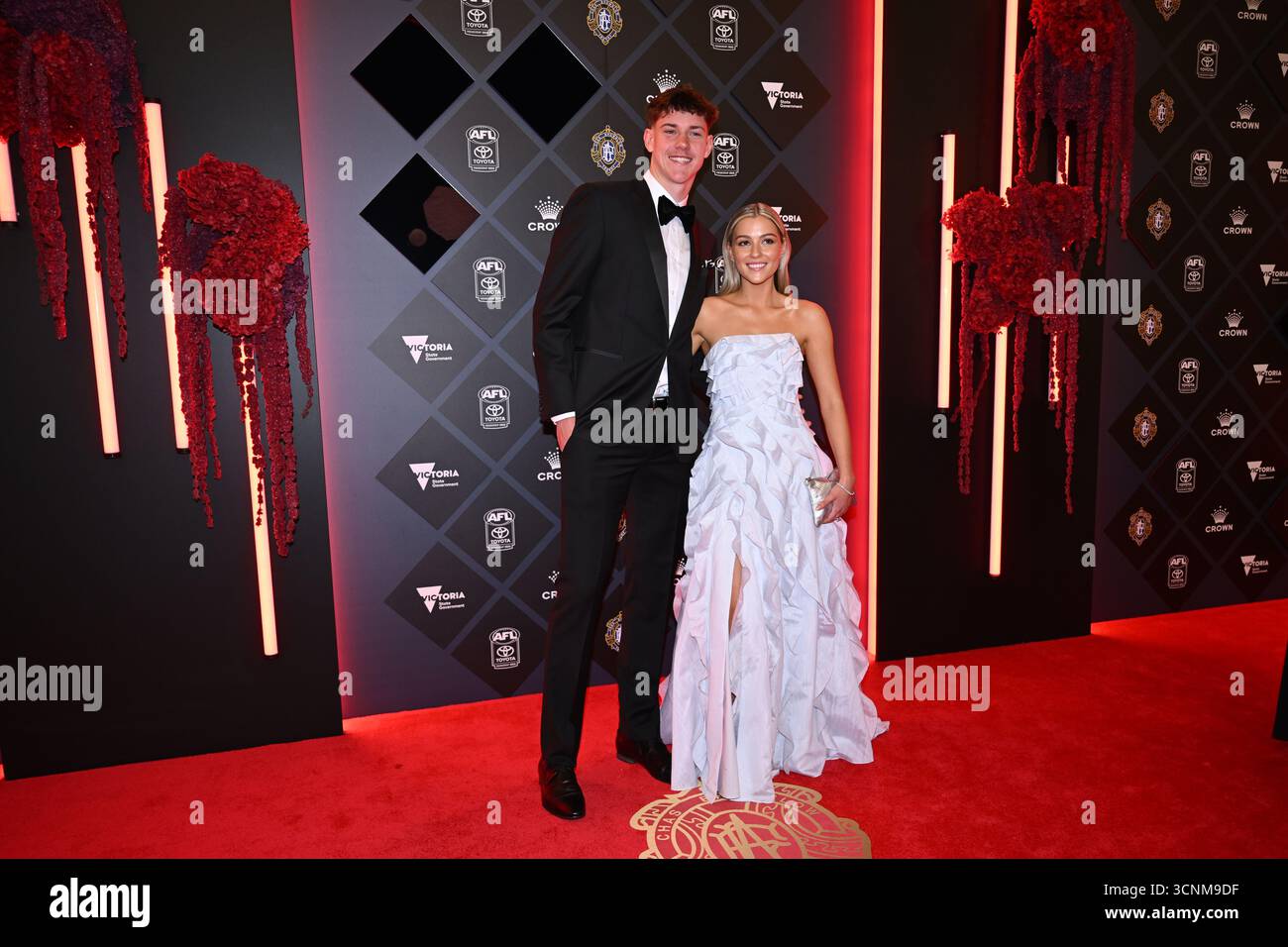 Geelong’s Connor O’Sullivan and partner Libby Clifford during the 2025 ...