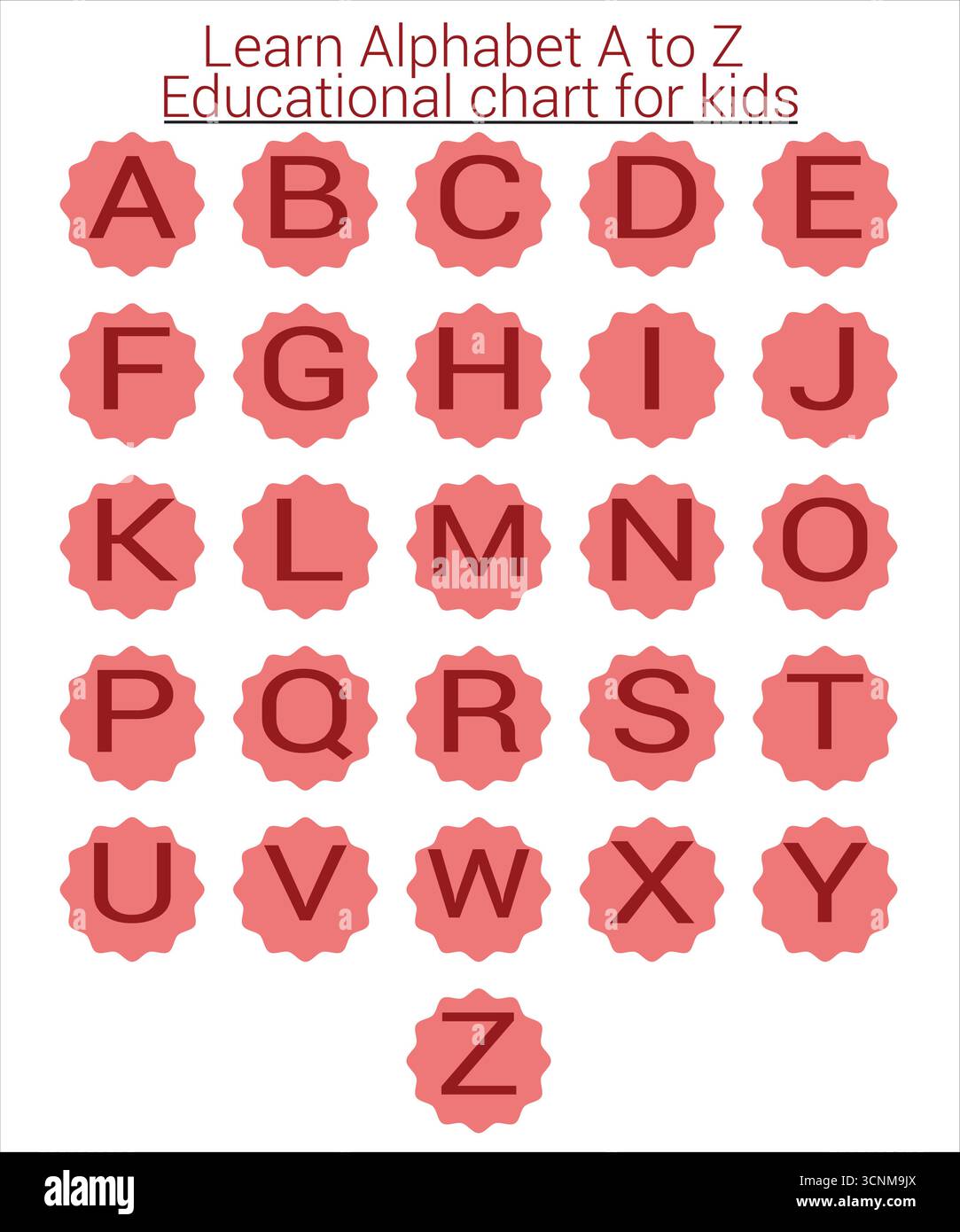 Educational A to Z alphabet chart vector with clean letters for kids ...