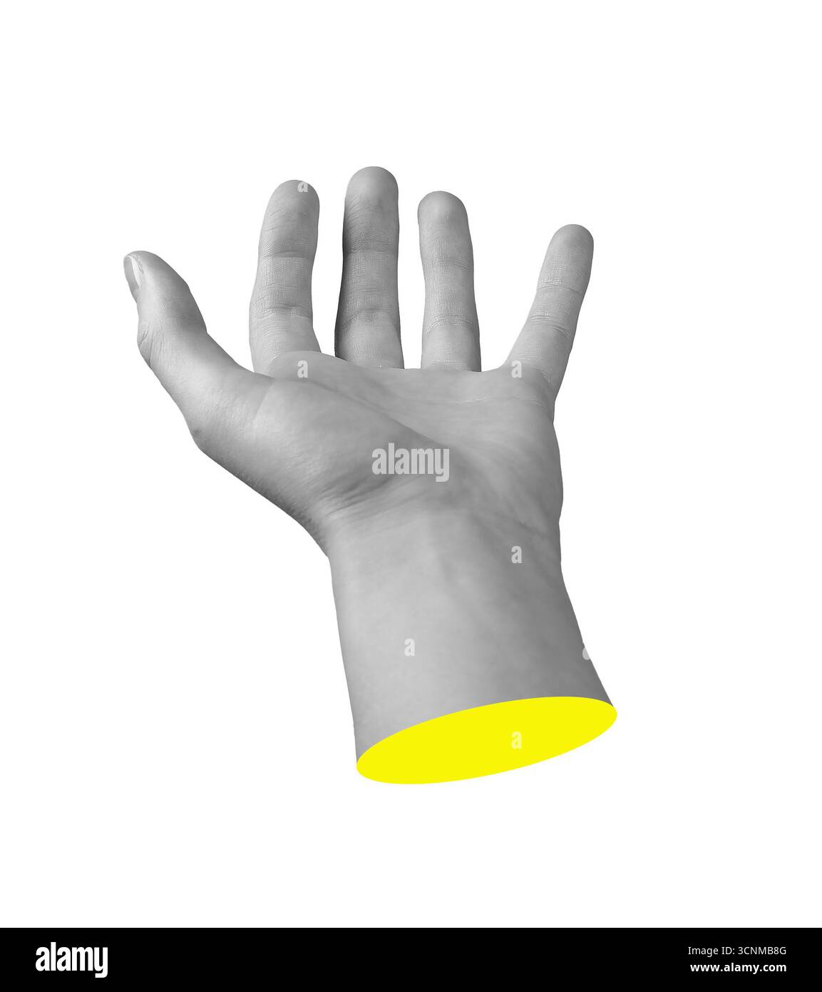 Open female hand with fingers spread and slightly curved upward, in a ...