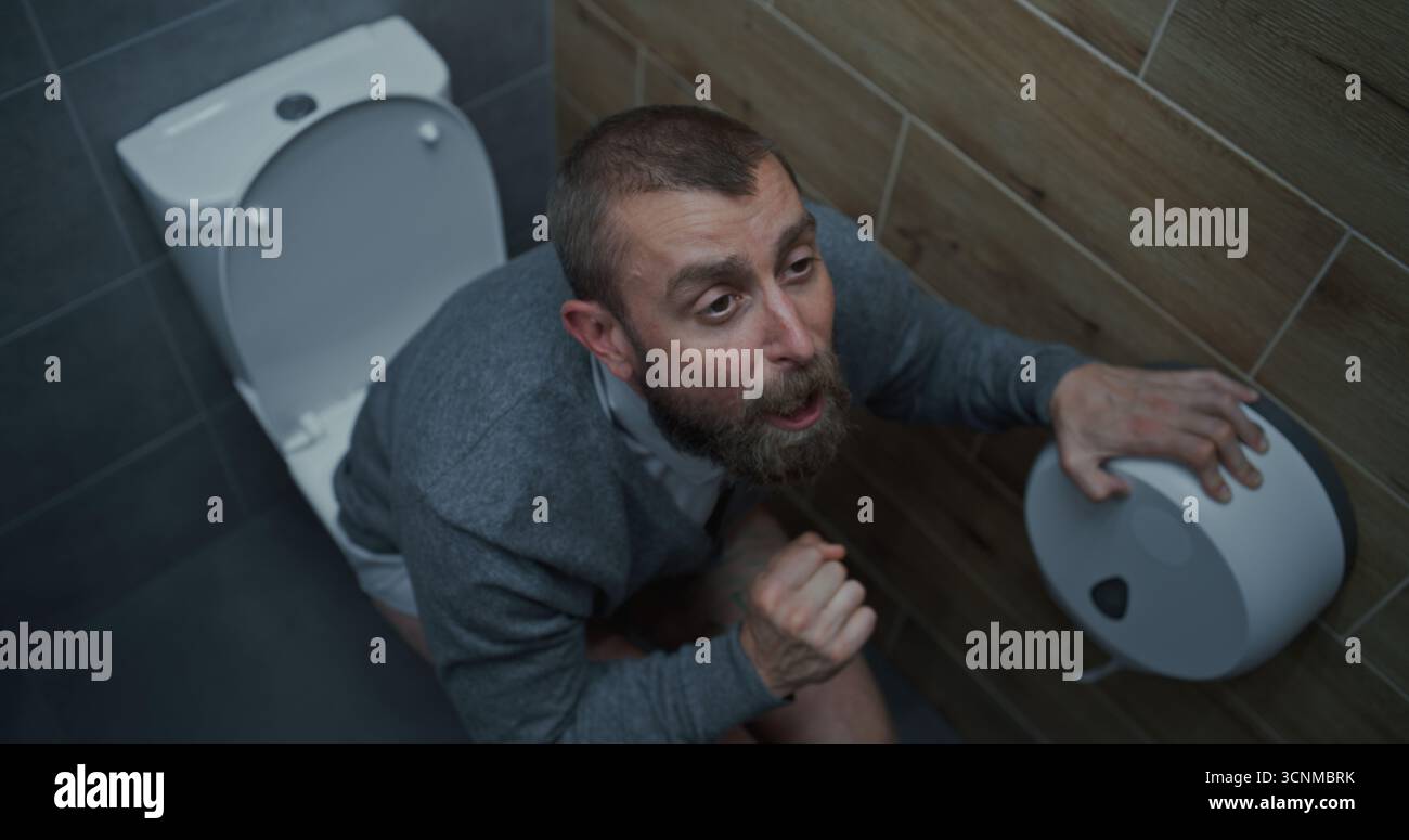 Businessman with Tense Facial Expression Suffering from Diarrhea and ...