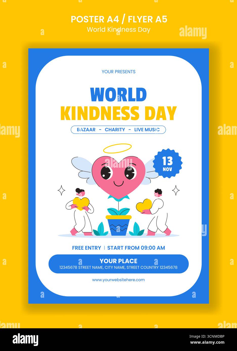 Flyer Design Template with World Kindness Day Illustration in Flat ...