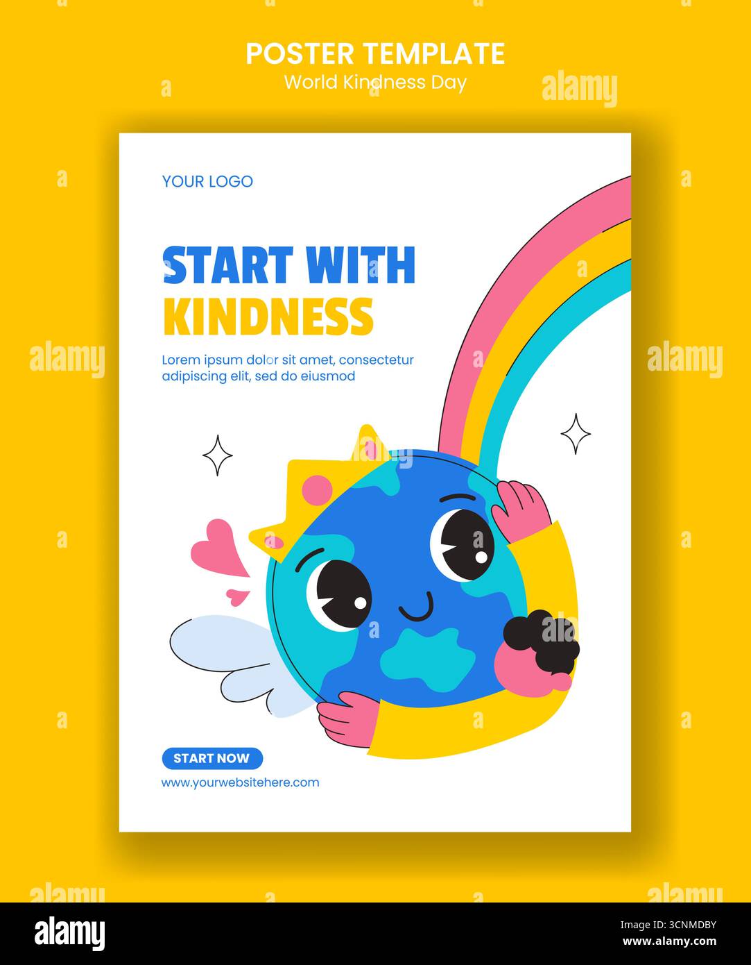 Vertical Poster Design Featuring World Kindness Day in Flat Cartoon ...