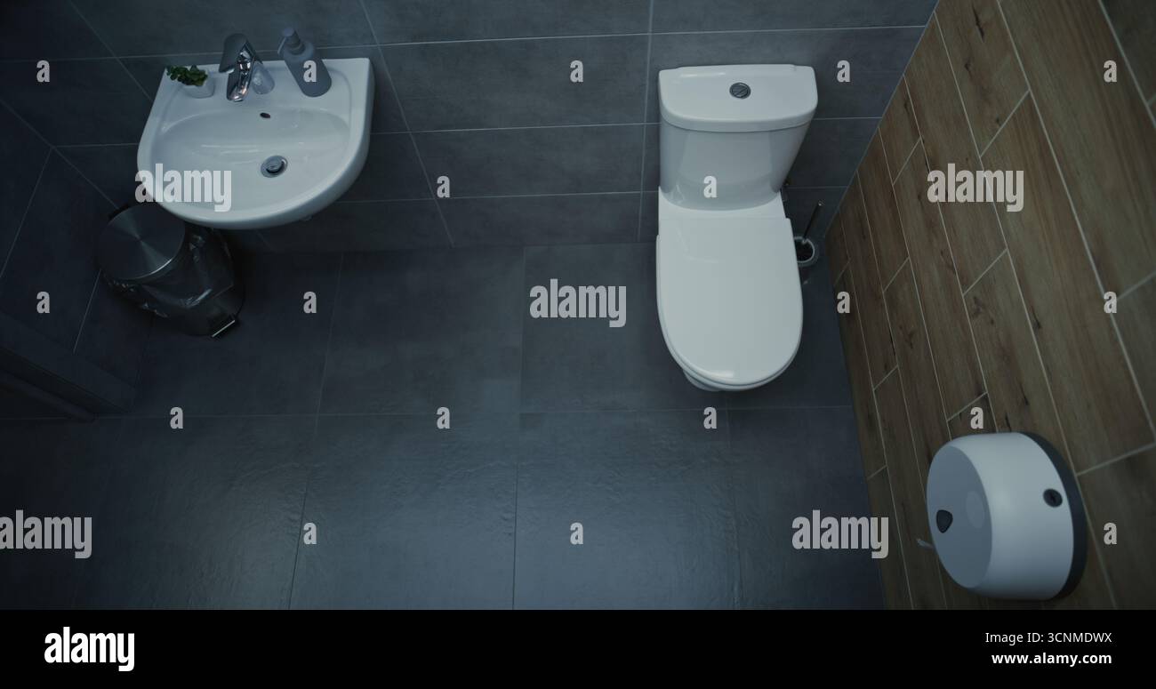 Man Entering in Restroom, Sitting on the Toilet and Suffering from ...