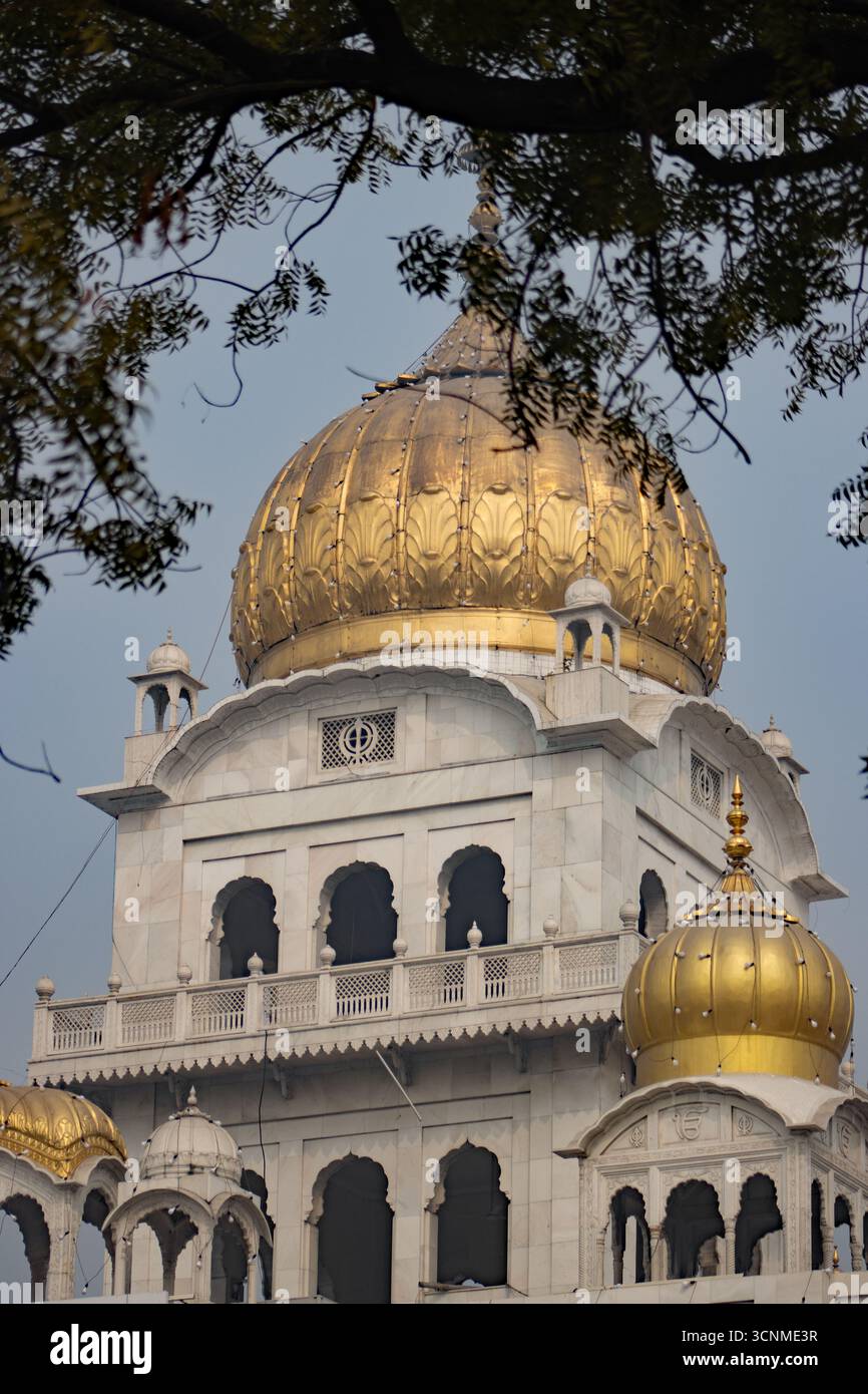 NEW DELHI, INDIA - JANUARY 26, 2024 golden dome of the Gurudwara Sri ...