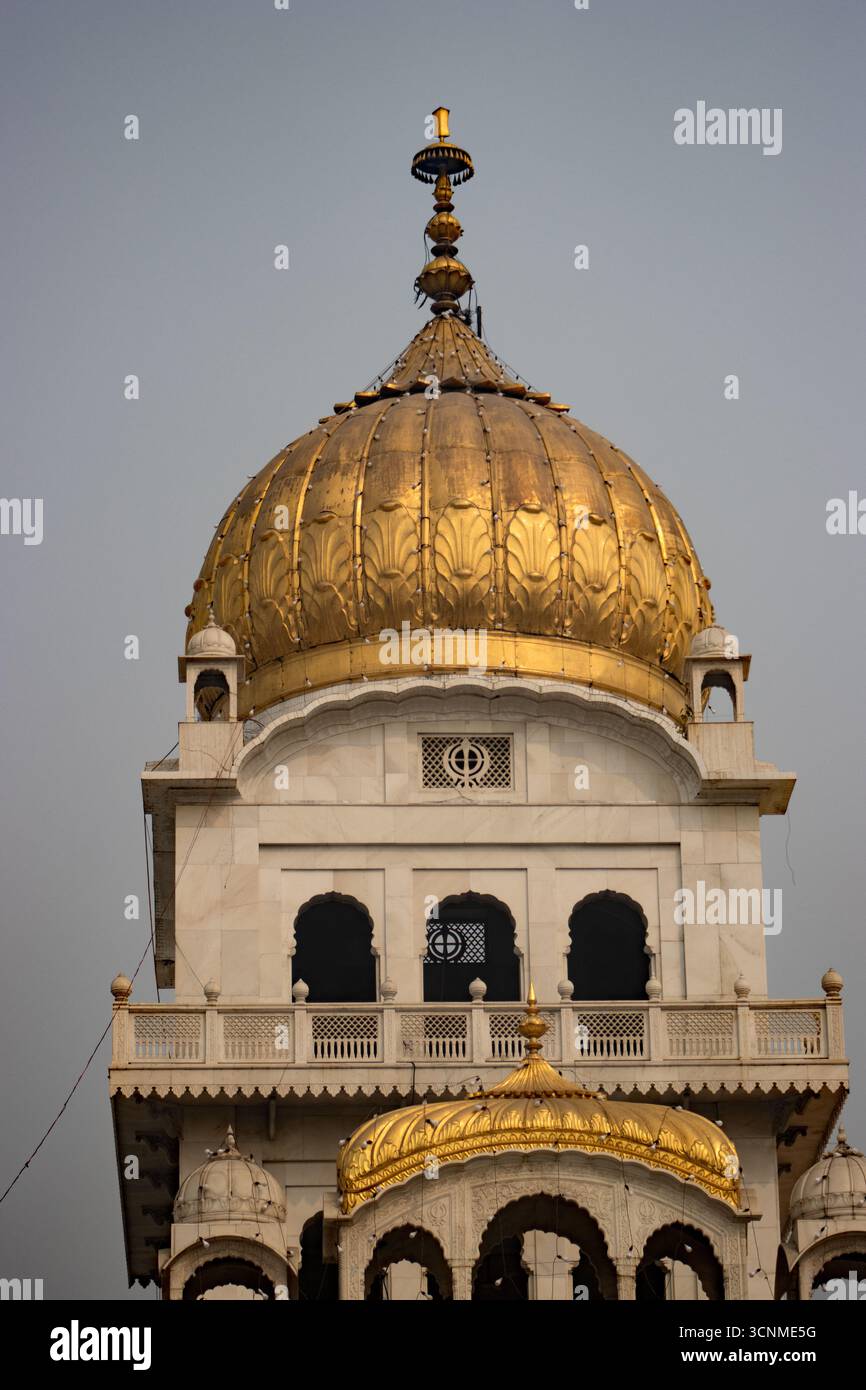 NEW DELHI, INDIA - JANUARY 26, 2024 golden dome of the Gurudwara Sri ...