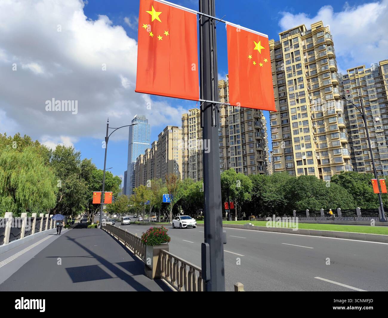 The national flag hanging on the streets welcomes the upcoming National ...