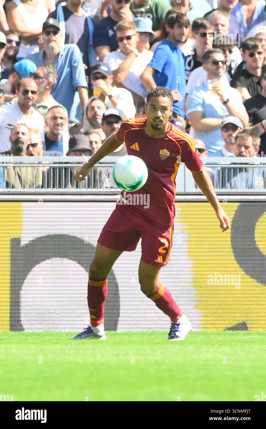 Roma’s Devyne Rensch during the Serie A Enilive soccer match between SS ...