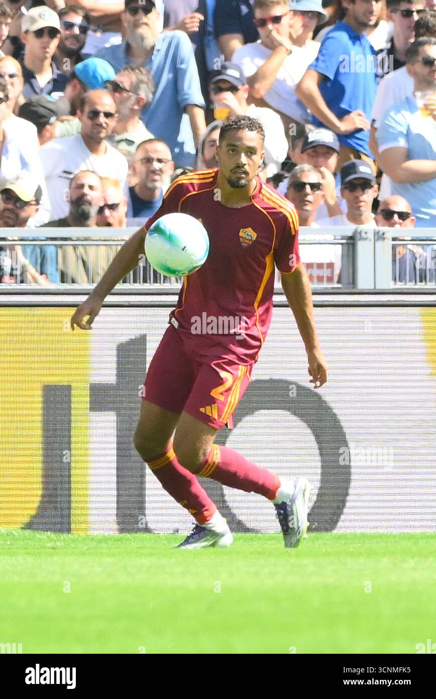 Roma’s Devyne Rensch during the Serie A Enilive soccer match between SS ...