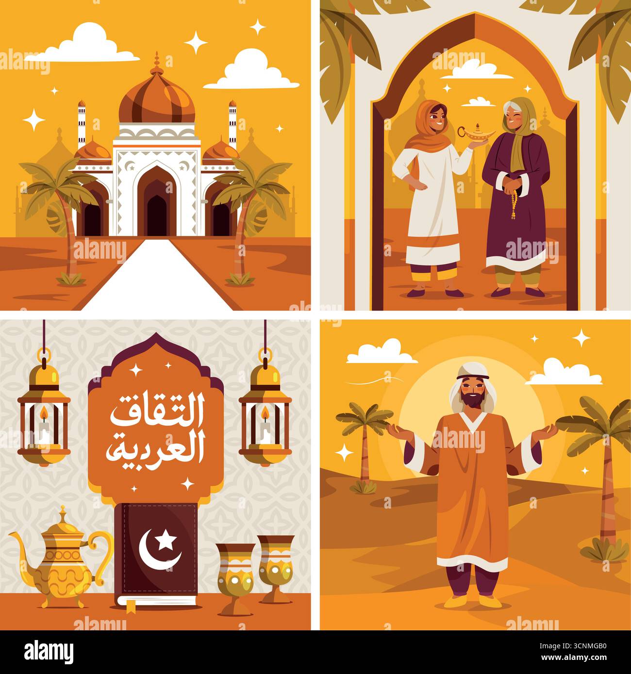 Flat Hand Drawn Authentic Arab Lifestyle and Cultural Experiences ...