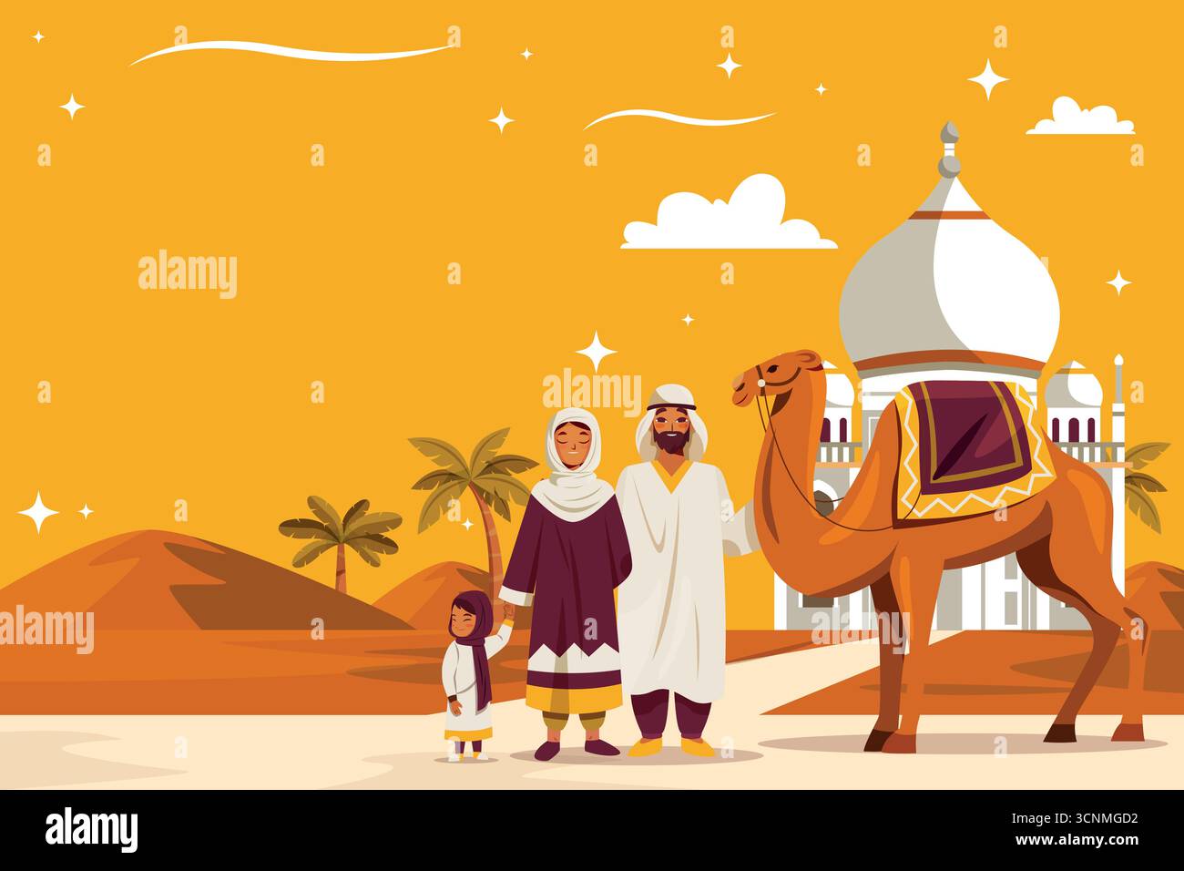 Hand Drawn Flat Design Illustrations of an Arabian Souk Stock Vector ...
