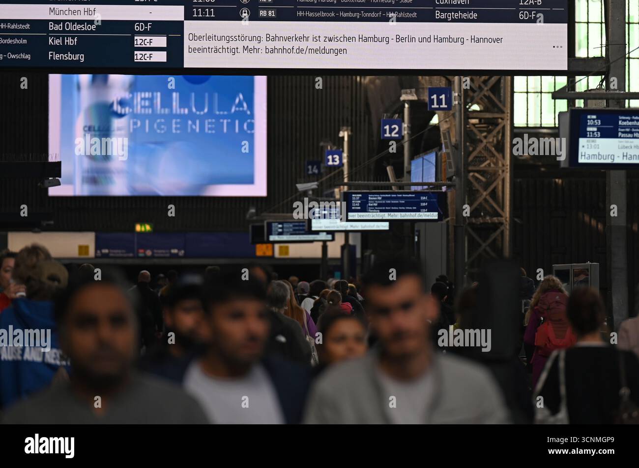 22 September 2025, Hamburg: Travelers walk at Hamburg Central Station ...