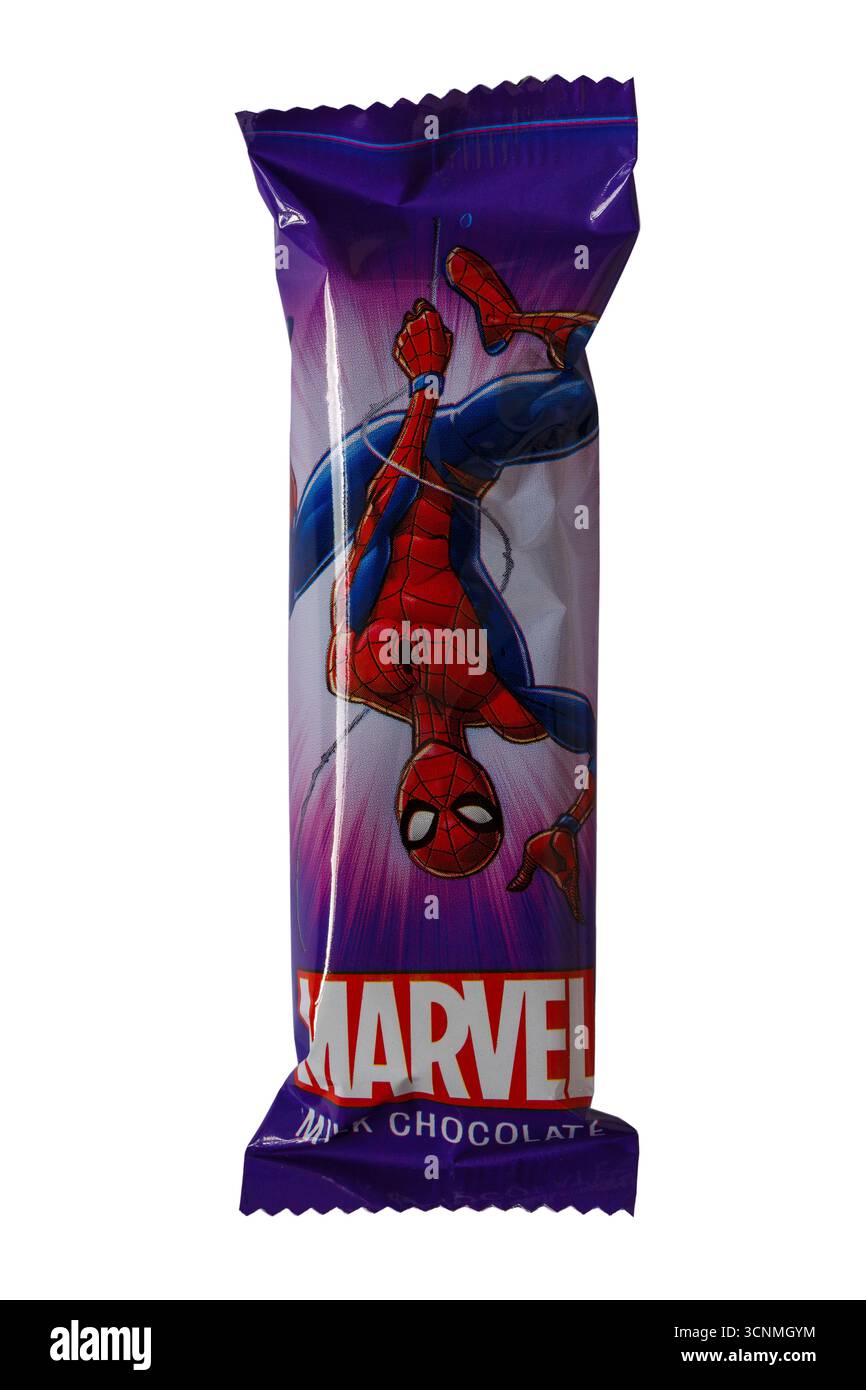 Bar of Marvel Milk Chocolate Oaty bar isolated on white background ...