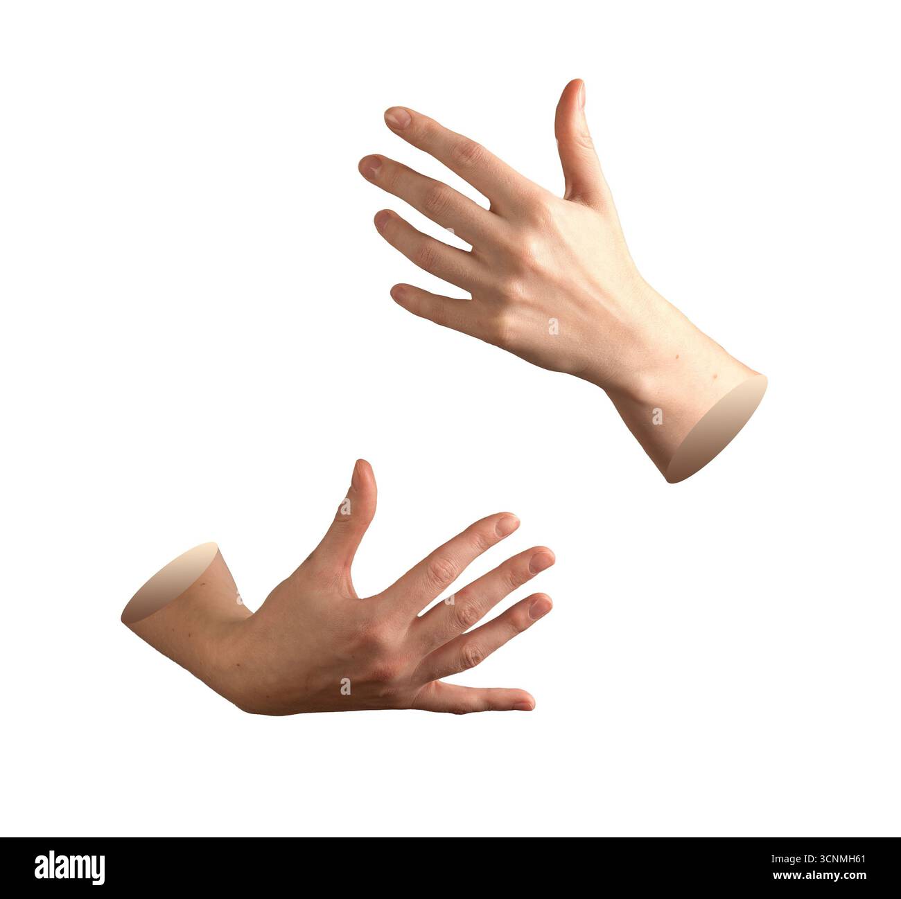Both hands in hugging gesture, embracing invisible object with open ...