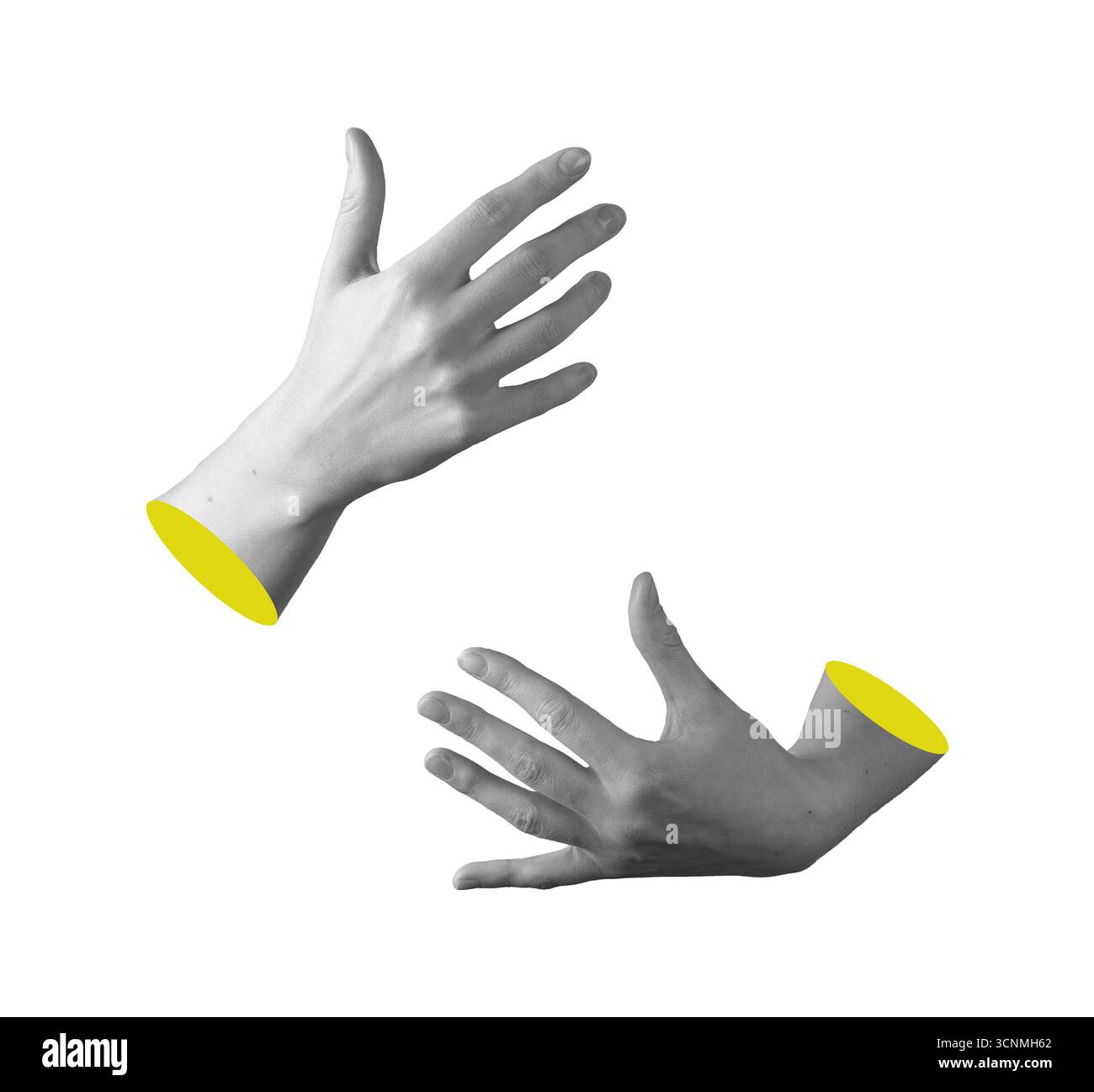 Pair of hands in hugging gesture, holding invisible object with open ...