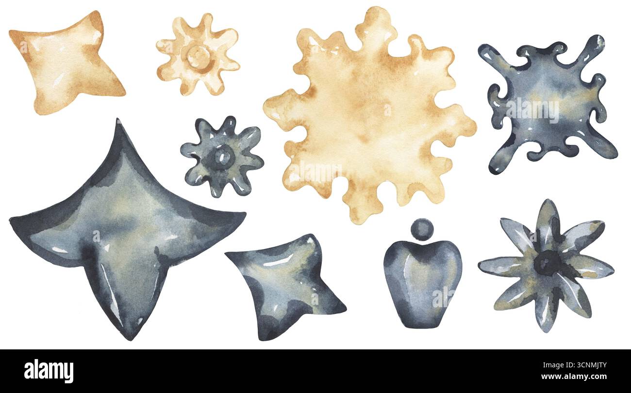Watercolor Flower Motif Illustration set, design elements Stock Photo ...