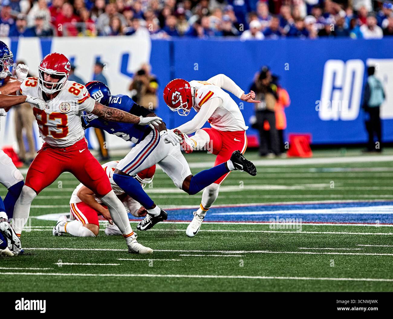 Kansas City Chiefs kicker Harrison Butker (7) kicks a field goal ...