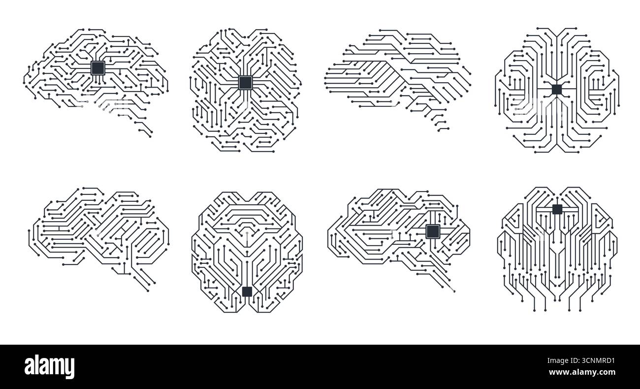 Brain microchip circuitry Stock Vector Images - Alamy