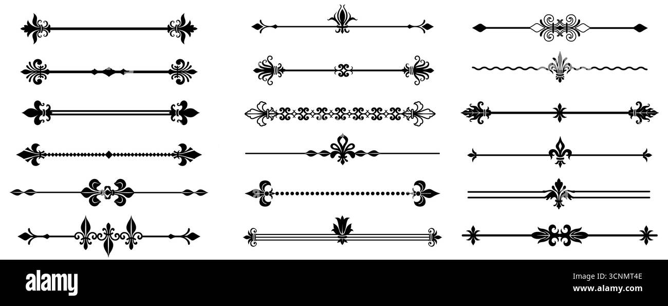 Royal lily border. Ornamental decorative divider frame collection with ...