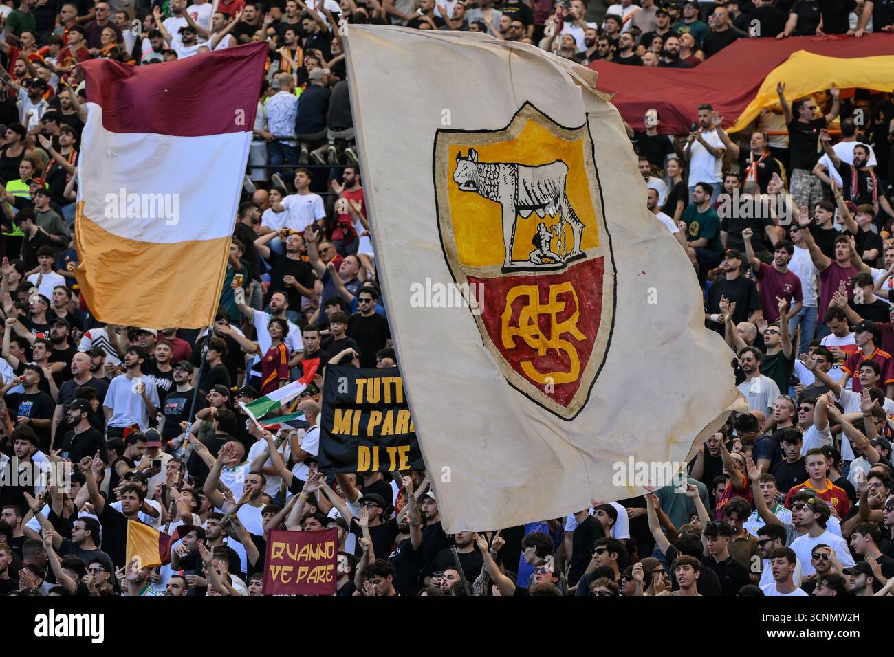 Roma fans cheer on during the Serie A 2025/2026 football match between ...