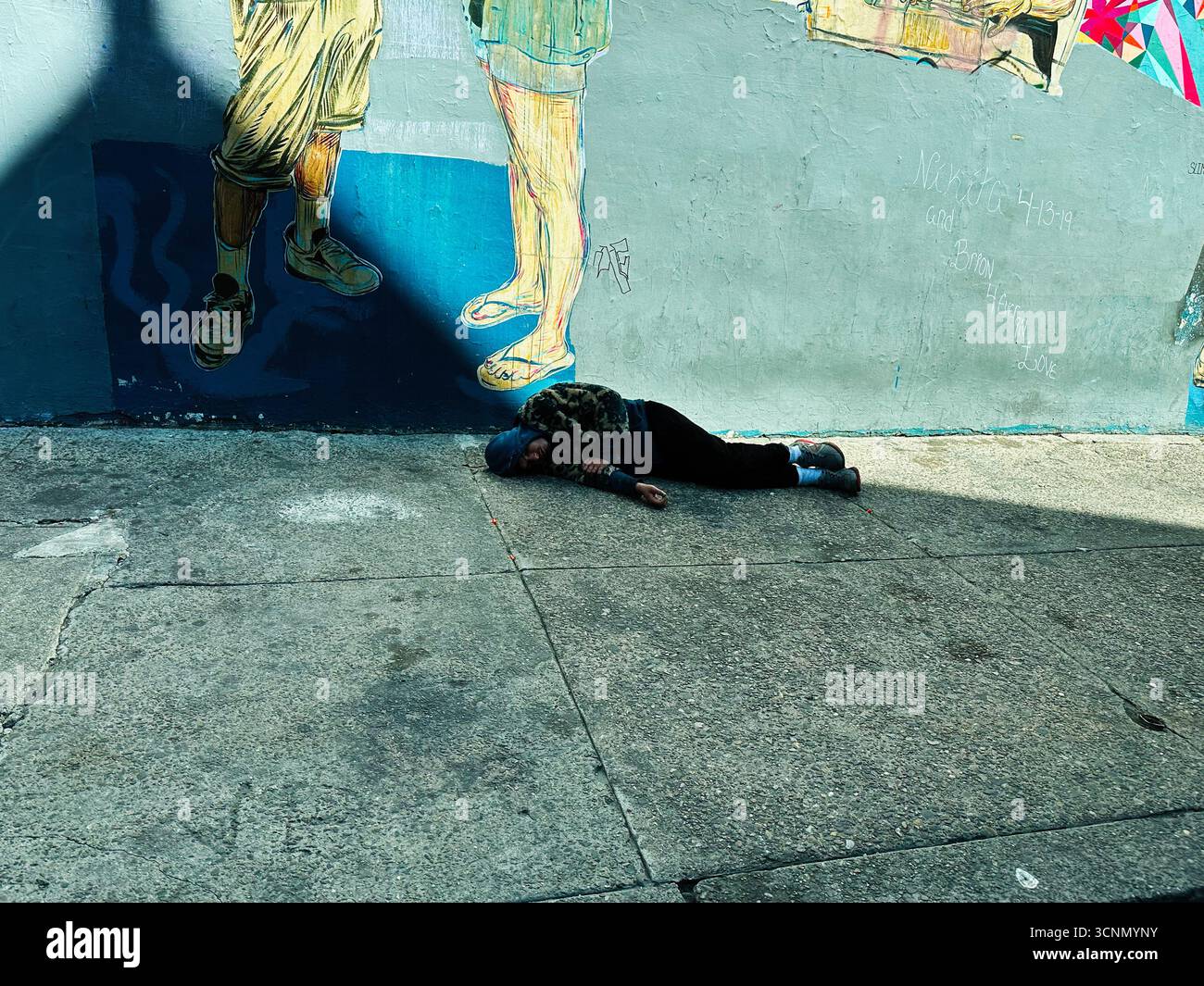 Philadelphia, Pennsylvania, USA - April 29, 2025: A solitary homeless ...