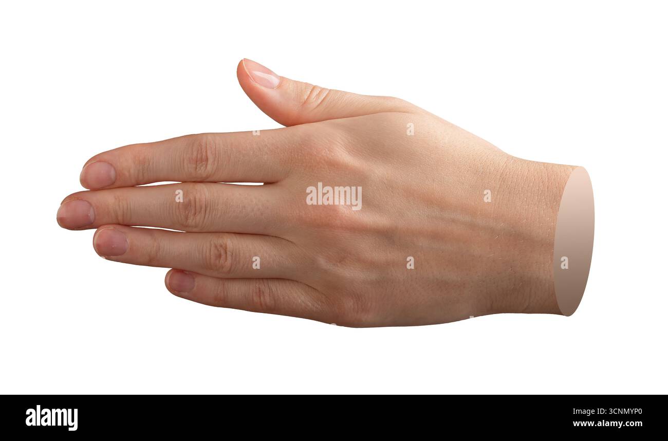 Female hand with fingers together in horizontal alignment, stretching ...