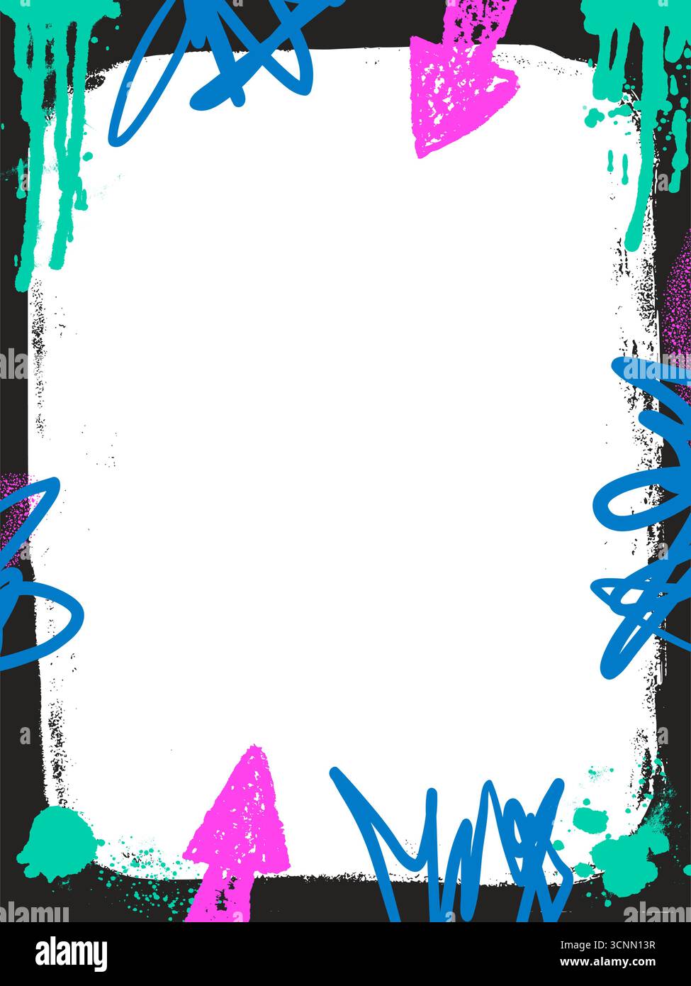 Grunge graffiti photo frame template with arrows and aerosol paint ...