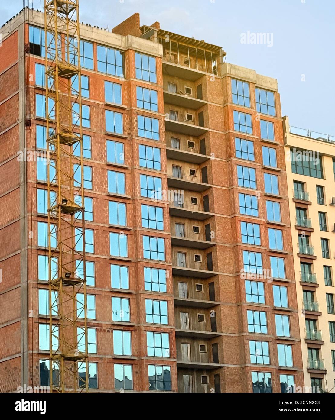 Stage of construction of a modern residential multi-storey building ...