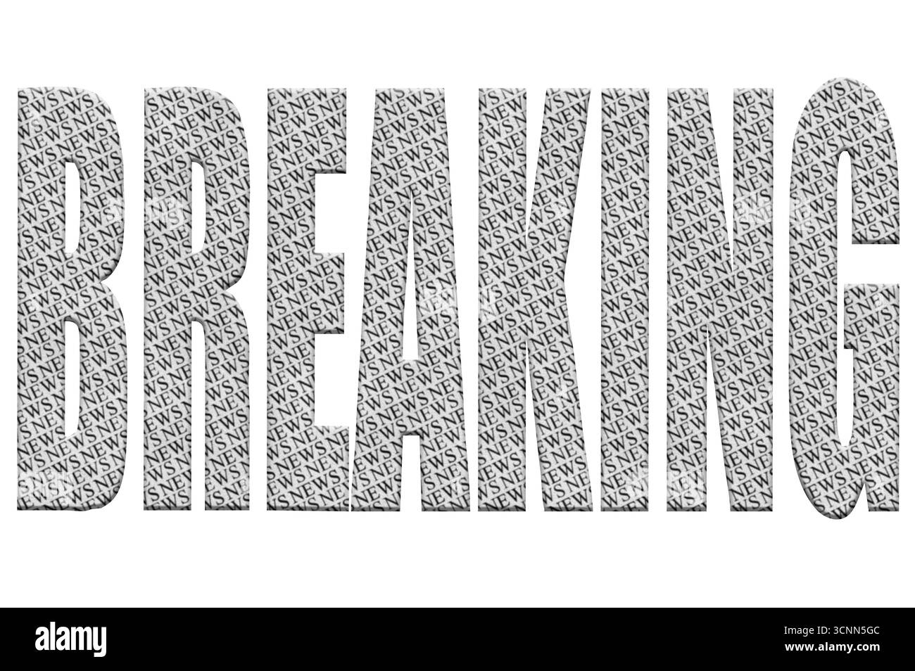 Digital composite. The word “Breaking” in Impact font with an overlay ...