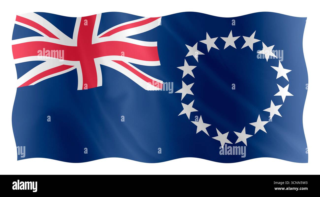 Digital composite. Flag for the Cook Islands. The 4th of August is Cook ...