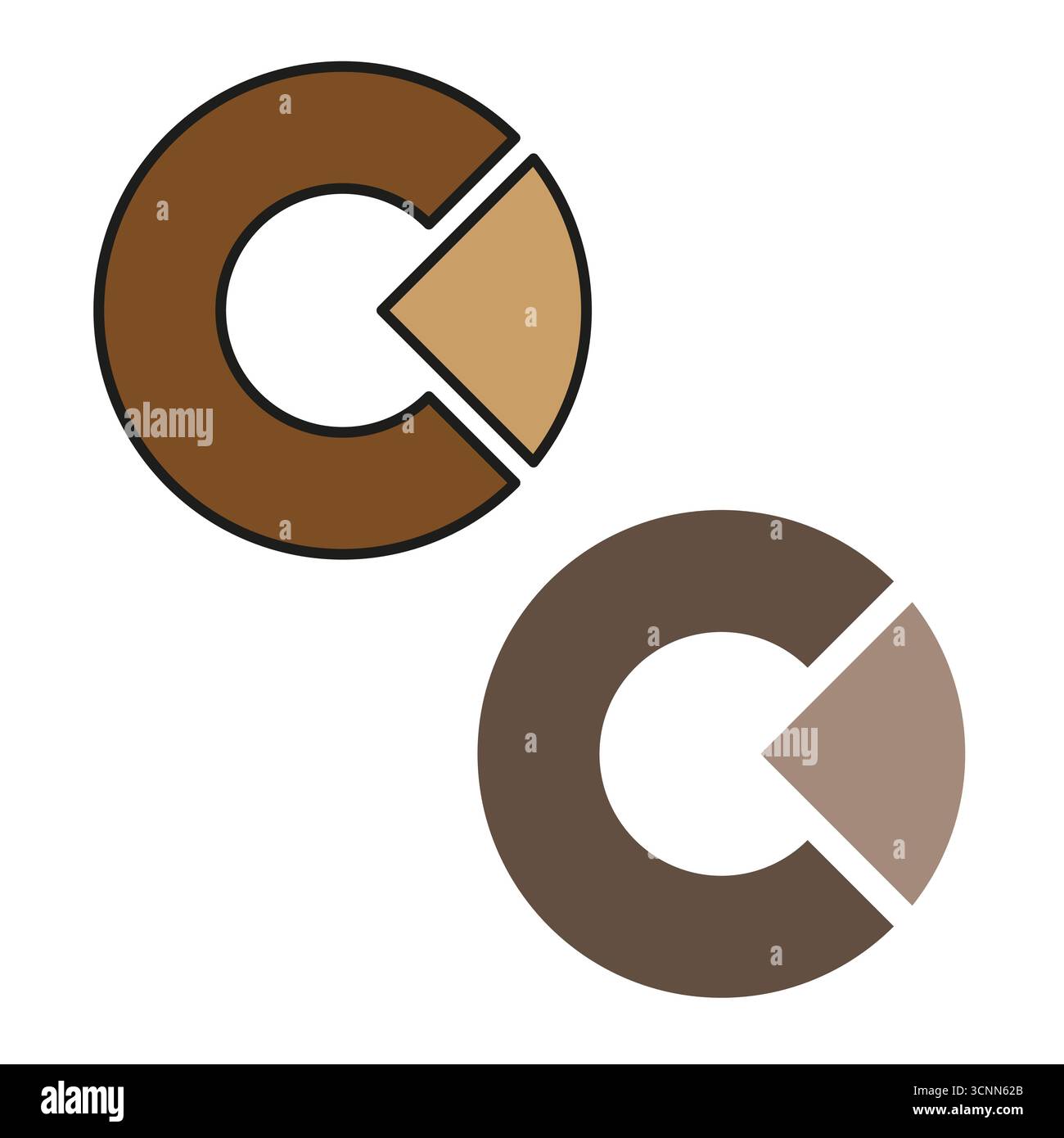 Two pie charts. Circle segments illustration. Data infographic symbols ...