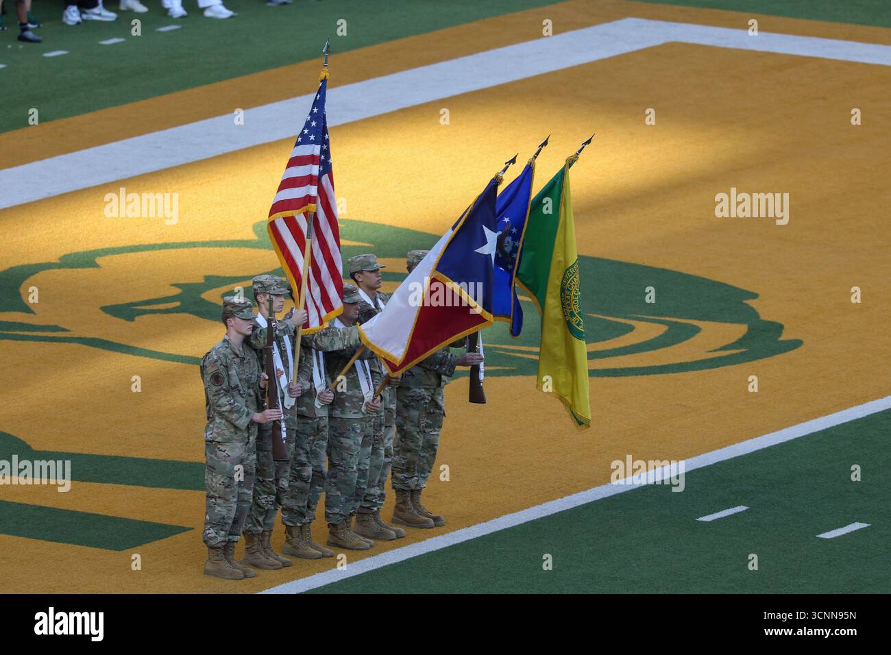 WACO, TX - SEPTEMBER 20: The color guard holds up the United States ...
