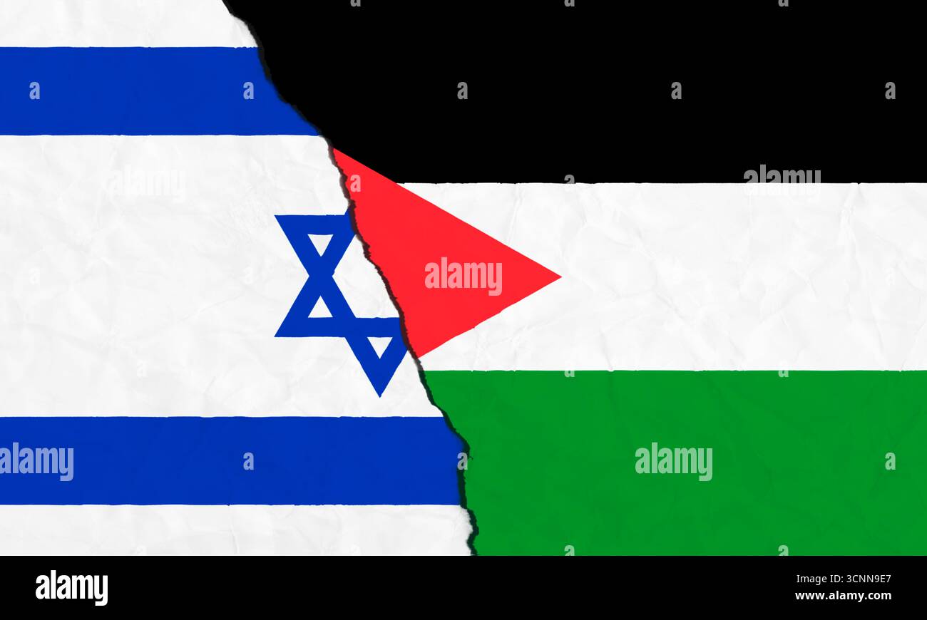 Israeli and Palestinian flags, torn, paper texture Stock Photo - Alamy