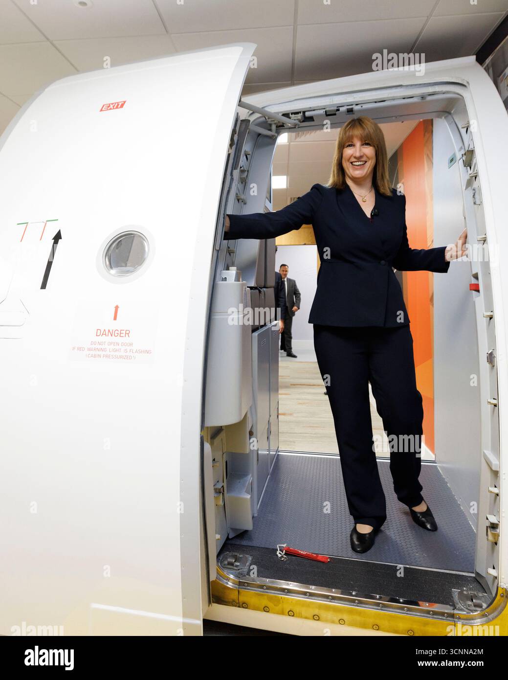Chancellor of the Exchequer Rachel Reeves during a visit to the Easyjet ...