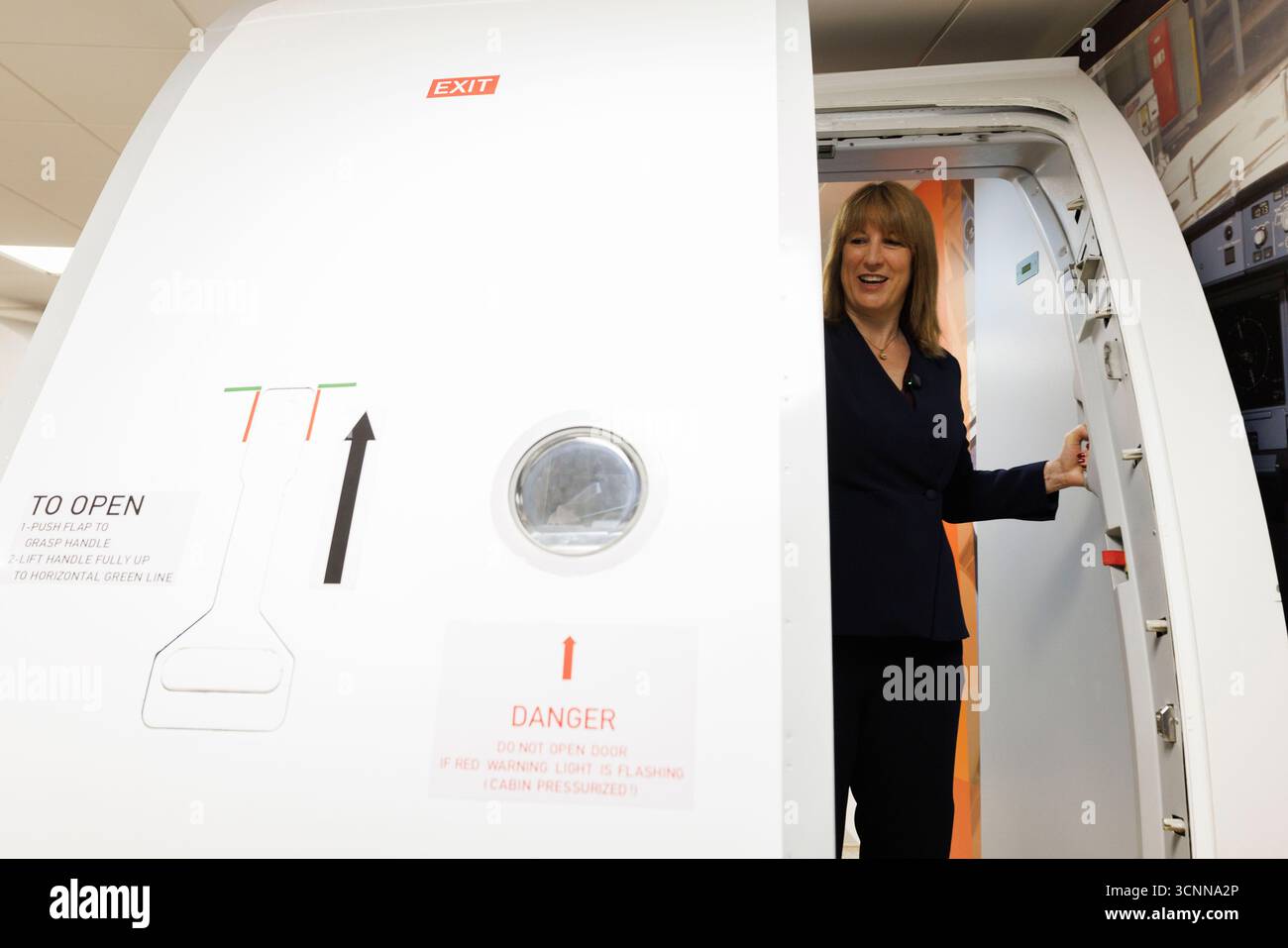 Chancellor of the Exchequer Rachel Reeves during a visit to the Easyjet ...