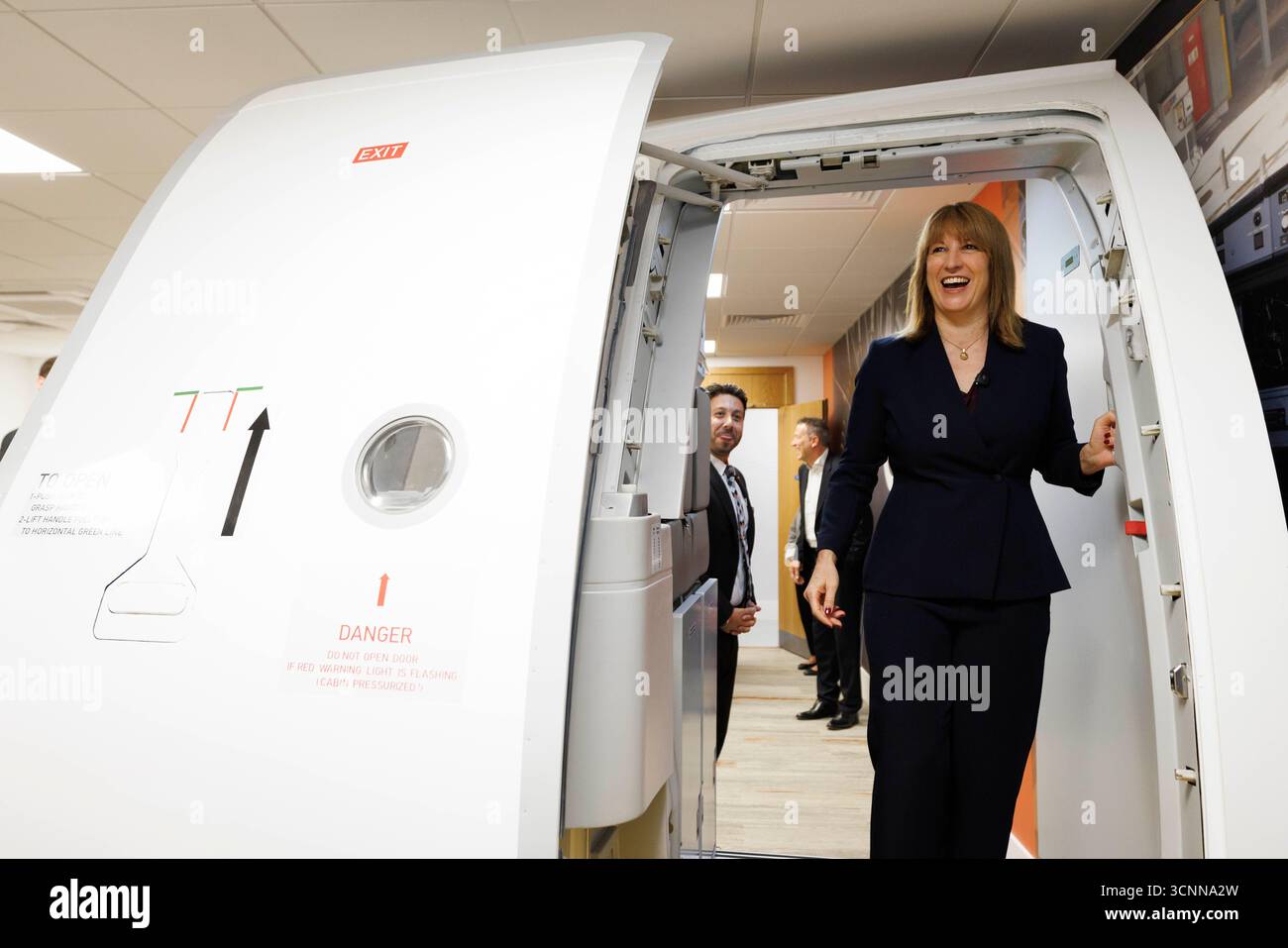 Chancellor of the Exchequer Rachel Reeves during a visit to the Easyjet ...