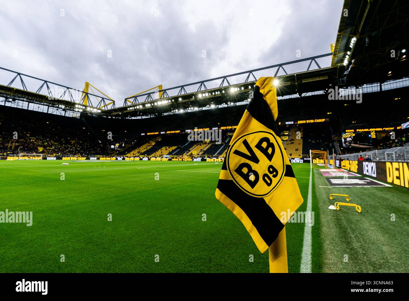 DORTMUND, GERMANY - SEPTEMBER 21: Detail view of a corner flag with the ...