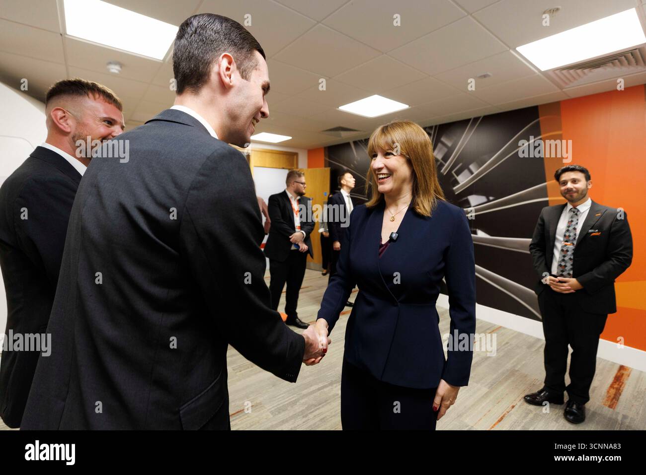 Chancellor of the Exchequer Rachel Reeves meets staff during a visit to ...