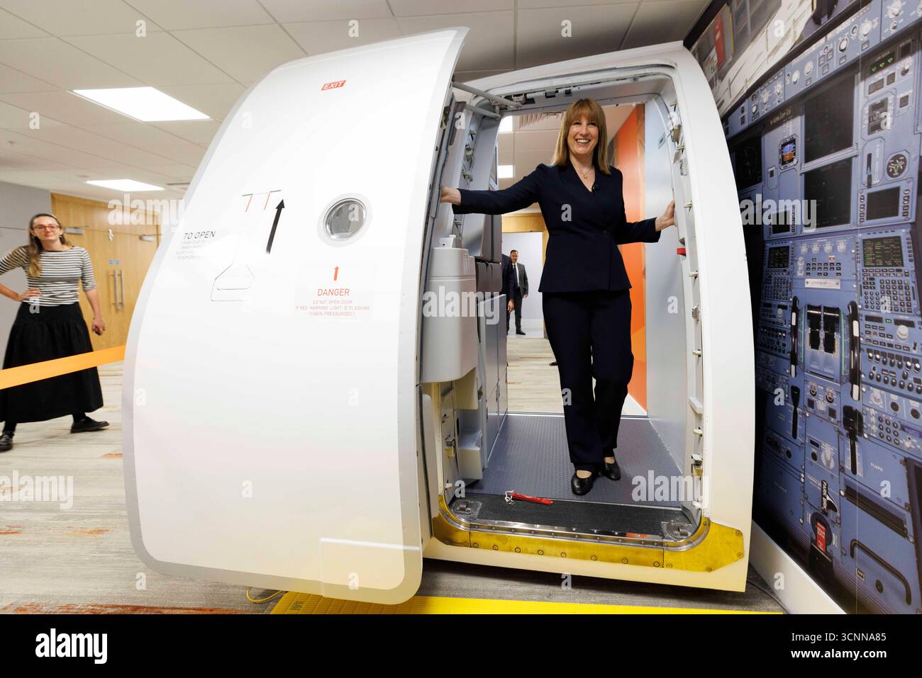 Chancellor of the Exchequer Rachel Reeves during a visit to the Easyjet ...