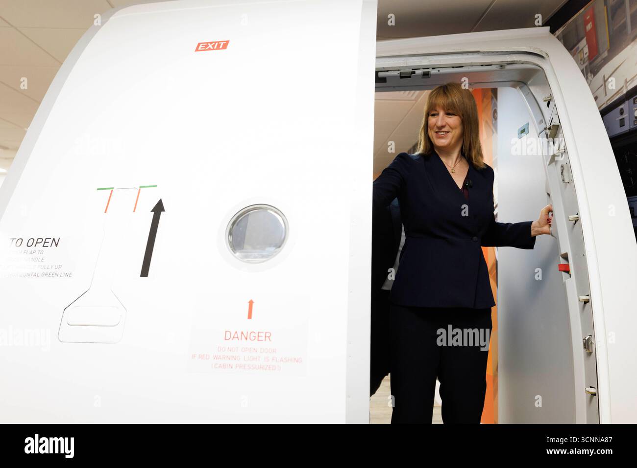 Chancellor of the Exchequer Rachel Reeves during a visit to the Easyjet ...