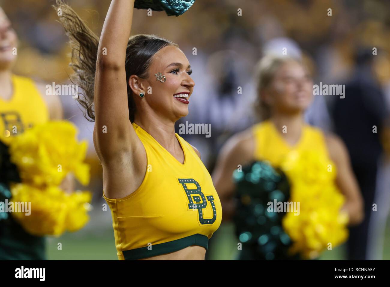 WACO, TX - SEPTEMBER 20: A Baylor Bears cheerleader performs during the ...