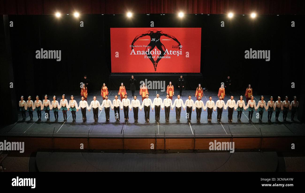 Members of Fire of Anatolia, also known as Anadolu Ateşi, bow to the ...