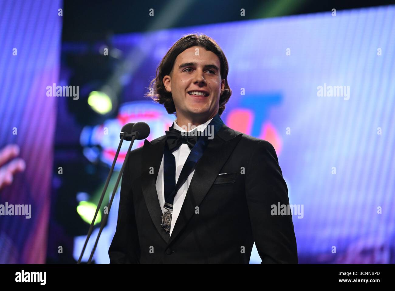 Murphy Reid of the Dockers is seen after winning the Rising Star award ...